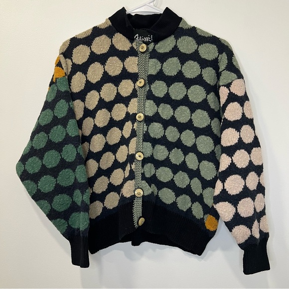Vintage | Sweaters | Vintage Felizzi Color Block Polka Dot Hand Loomed ...
